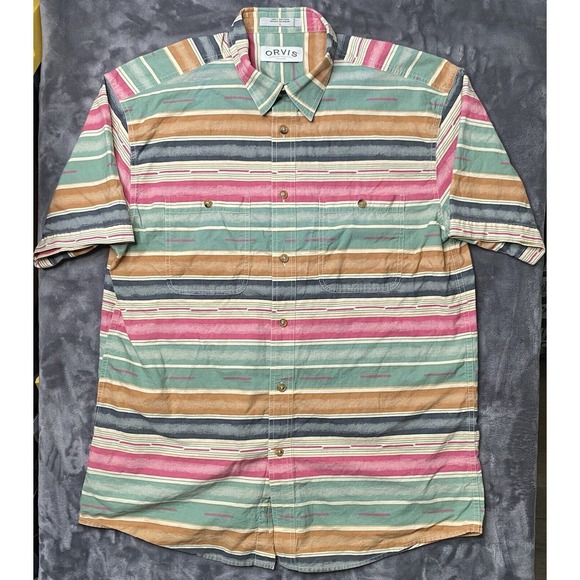 Orvis | Shirts | Orvis Navajo Southwestern Aztec Shirt Mens Large ...